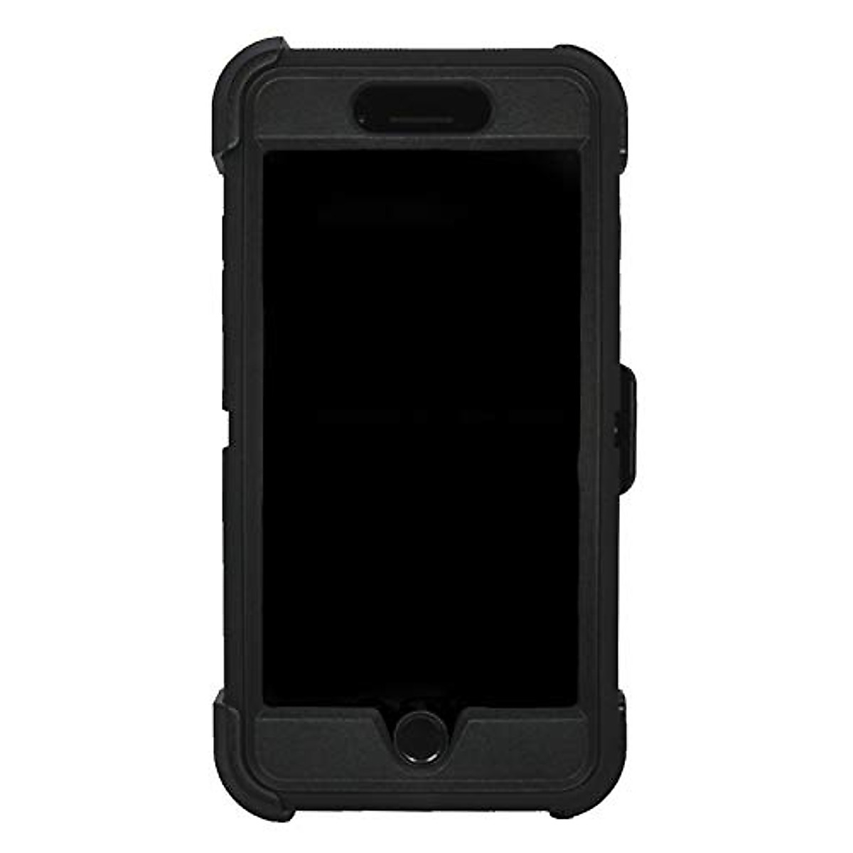 Hand-e Muscle Case for Apple iPhone 8 Plus / iPhone 7 Plus, Triple Layer Protection (Defender), Drop Proof, Hands Free Kickstand & Belt Clip – Black/Black