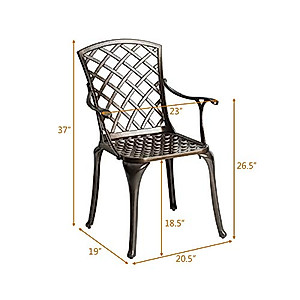 Giantex Patio Chairs Set of 2, Outdoor Dining Chairs Cast Aluminum, Durable Solid Legs, Bistro Chair w/Hollow Seat Back, Antique Armchairs for Lawn Porch Garden Backyard Poolside Deck