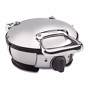 All-Clad Stainless Steel Classic Round Waffle Maker with 7 Browning Settings, 4-Section, Silver