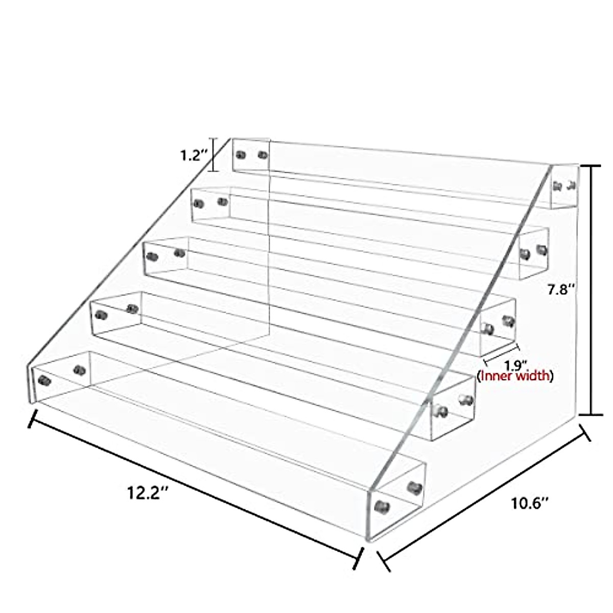 PMMASTO Tiered Spice Rack, Seasoning Organizer, Clear Acrylic Vertical Shelves Can Organizer for Countertop, Cabinet, Pantry, Kitchen Organization & Storage - 5 Tier