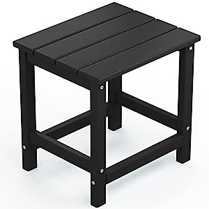 KINGYES Adirondack Side Table, Patio Outdoor Rectangular End Table, Black