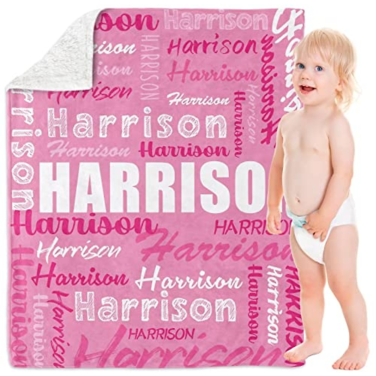 Yeahill Personalized Baby Blankets for Boys Girls, Custom Baby Blanket with Name Personalized Throw Blanket for Kids Baby Newborn, Personalized Baby Gift for Birthday Chrismas Halloween (30x40in)