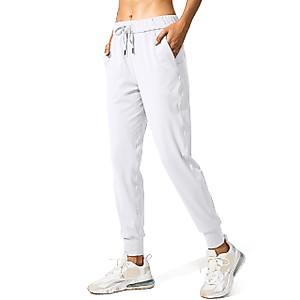 SANTINY Women's Joggers Pants Pockets Drawstring Running Sweatpants for Women Lounge Workout Jogging(White_L)