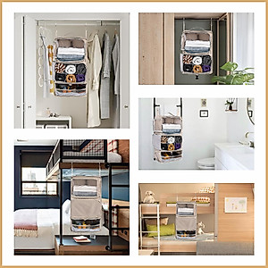 Surblue Hanging Shelves Travel Compression Packing Cube for Carry-on Luggage Suitcase Collapsible Transformable Garment Closet Organizers Large Capacity, Beige, XL