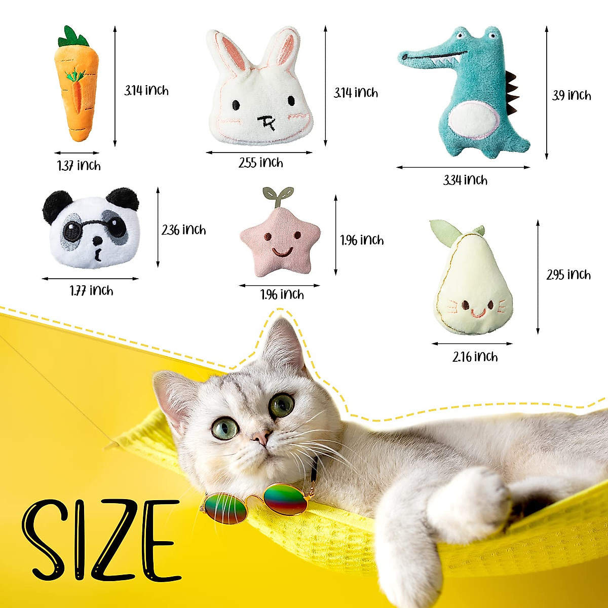 Jadive 50 Pcs Catnip Toys for Indoor Cat Plush Cats Toys Bulk Interactive Catnip Filled Kitten Toys Cat Chew Toy Pet Cats Supplies