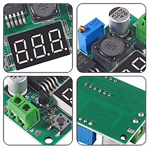 Aobao 4pcs LM2596 DC-DC Adjustable Buck Converter Reduced Voltage Regulator Power Module 4.0-40V Input to 1.25-37V Output with LED Voltmeter Digital Display (Green)