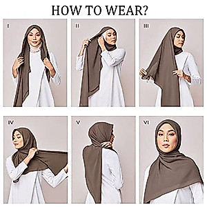 6 Pcs Soft Chiffon Scarf Shawl Long Scarf Wrap for Evening Dresses, Chiffon Hijab Scarves Headwrap for Women(Set 01)