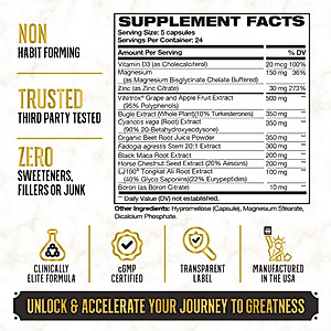 Top Shelf Grind King Maker, 13-in-1 Anabolic Supplement for Men to Increase Stamina, Lean Muscle Growth & Recovery, N.O. Booster with Tongkat Ali (LJ100), 120 Capsules