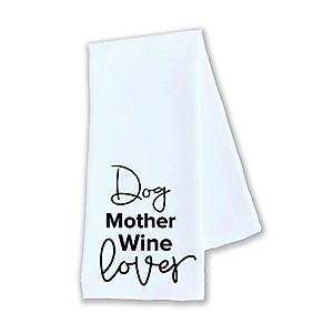 Kitchen dish towel Dog mother Wine lover animal pet funny cute Kitchen Decor drying cloth…100% COTTON