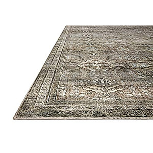 Loloi Layla Collection, LAY-13, Antique/Moss, 9'-6" x 14', .13" Thick, Area Rug, Soft, Durable, Vintage Inspired, Distressed, Low Pile, Non-Shedding, Easy Clean, Printed, Living Room Rug