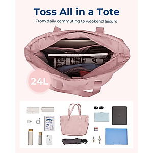 BAGSMART Tote Bag for Women with Zipper, Gym Bag with Compartments, Work Nurse Dance Yoga Handbag for Sport, Travel