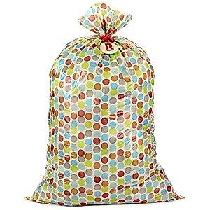 Hallmark 56" Jumbo XL Plastic Gift Bag (B is for Baby, Multicolor Dots) for Baby Showers, New Parents and More