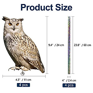 kungfu Mall Owls to Keep Birds Away, Fake Owl, Reflective Hanging Decoration Garden Owl Keep Birds Away from Garden Porch Roof Carport Garage 4PCS
