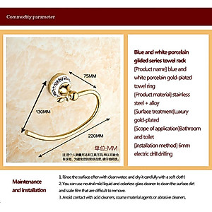 KouRy Retro Towel Holders for Bathrooms, Crystal Towel Ring, Hand Towel Rack Wall Mounted Decorative Gold Towel Ring Hand Towel Holder (Gold)