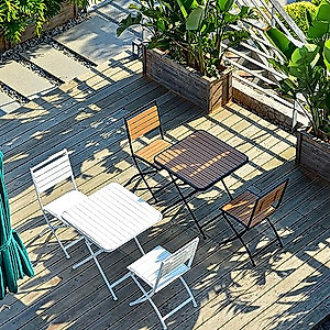 Outdoor table and chairs,patio table and chairs,patio 3-Piece Steel Foldable Bistro Set,Suitable for balcony terrace garden bistro restaurant barcamping and dining parties,4 colors available ( Color :