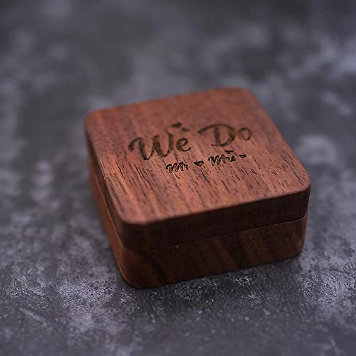 Wooden Ring Box, Ring Bearer Box, Retro Ringbearer Box, Jewelry Storage Holder, Wedding Ring Holder Gift for Wedding Ceremony Proposal for Wedding Engagement, Style1 ( Color : Engraving: We Do )