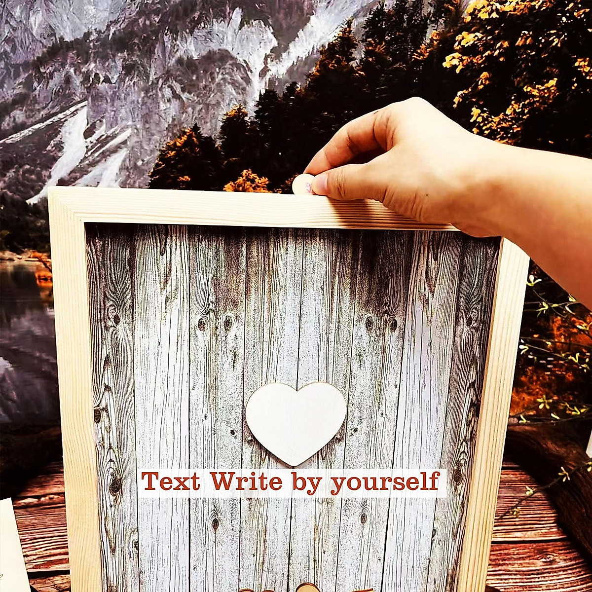 Wedding Guest Book Alternative Pen Sign Drop Top Wooden Frame for Baby Shower Birthday Party Decoration 120 Hearts