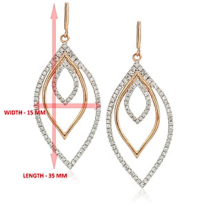 Vir Jewels 1/2 cttw Diamond Marquise Shape Dangle Earrings 10K White and Rose Gold 1.50 Inch