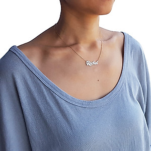 Soul Jewelry Personalized Choker Name Necklace 14k Gold Dainty Pendant Charm 1.25 inches. (14)