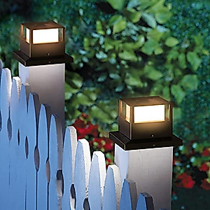 Viewsun 12 Pack Solar Post Cap Lights, Outdoor Garden Solar Powered Fence Post Cap Lights with SMD LEDs Waterproof Light Decorative for Fence Deck or Patio Decor, Fits 4x4, 5x5 or 6x6 Wooden Posts
