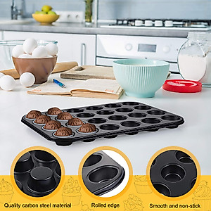 3 Pieces 24 Cups Mini Muffin Pans Carbon Steel Cupcake Tin Trays Kitchen Cupcake Pans Nonstick Baking Pans for Baking Brownie, Cake, Dessert