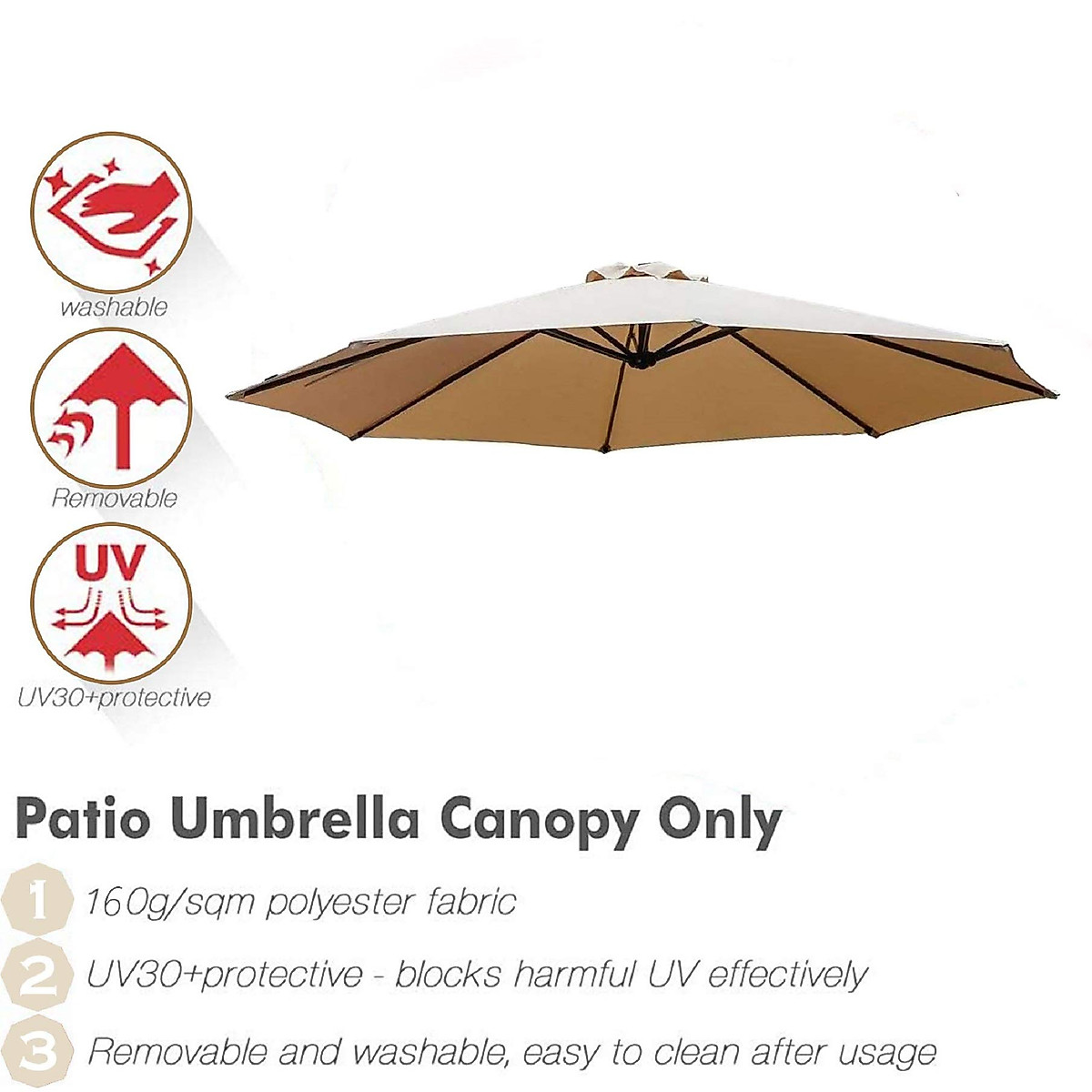 labworkauto Cantilever Patio Offset Umbrella 10 Replacement Umbrella Canopy Backyard Sunshade Outdoor Market Canopy Fit for Patio Backyard and Outdoor Market