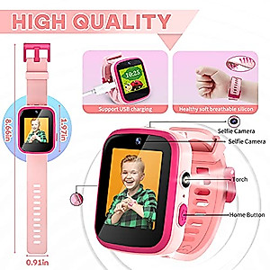 Ziegoal Kids Smart Watch for 3-12 Year Old Girls Toddler HD Dual Camera Smart Watch Multifunction Touch Screen Smartwatch with Game Educational Toys Birthday for Girls Age 4 5 6 7 8 9