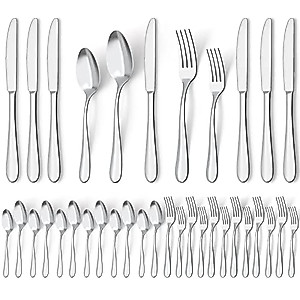 Moretoes 30Pcs Silverware Set for 6, Stainless Steel Cutlery Set, Mirror Polished Flatware Sets for Home and Restaurant, Include Knife Fork Spoon Set, Dishwasher Safe