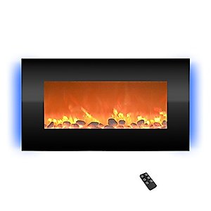 Northwest 80-BL31-2001 Electric Fireplace-Wall Mounted with 13 Backlight Colors, Adjustable Heat and Remote Control-31 inch, 31", Black