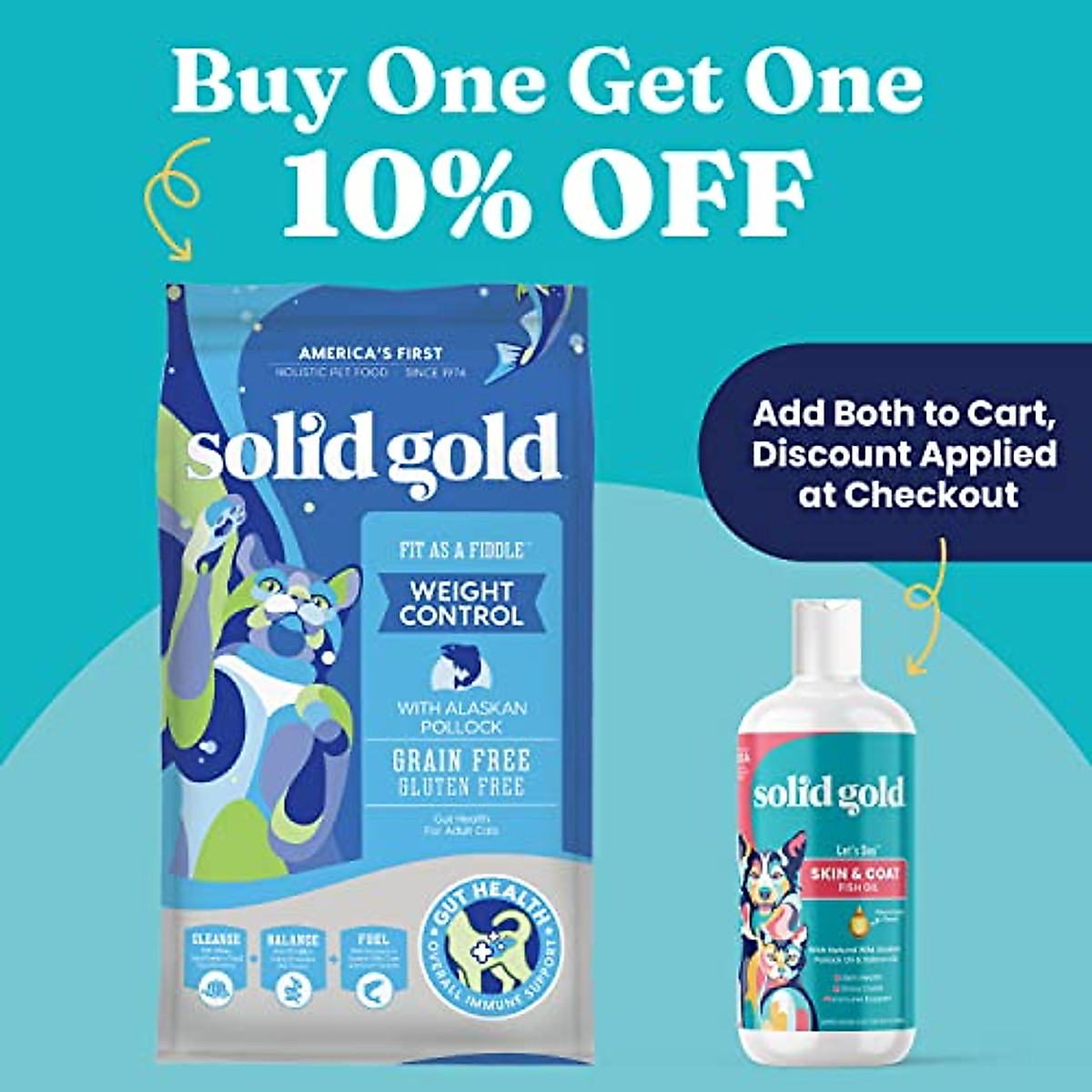 Solid Gold - Fit as a Fiddle Weight Management Cat Food - Low Calorie Grain Free Dry Cat Food Recipe with Alaskan Pollock - Superfoods & Probiotics for Gut Health and Immune Support