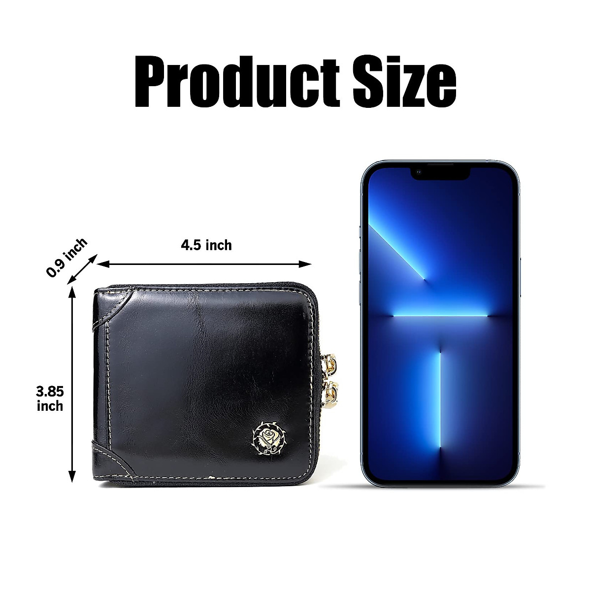 UMODE Small Wallet for Women Genuine Leather Zippered RFID Blocking Card Holder Slim Compact Ladies Bifold Purse with Wristlet