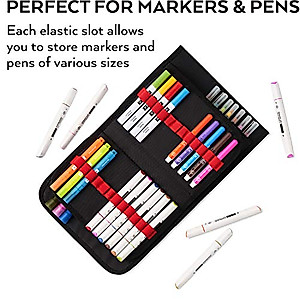 Arteza Art Markers Organizer (72 Slots), Carrying Case for Travel & Storage with Zipper Pocket, Handle, Removable & Adjustable Strap, Art Supplies for Artists and Beginners