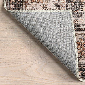 Rugs USA x Lauren Liess Rosewood Vintage Machine Washable Area Rug, 9x12, Brown