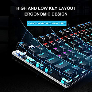 NBSXR -Manipulator keyboard with full keys without punching, metal panel, high-low key layout, 104-key dustproof USB interface, rainbow gaming keyboard,Green