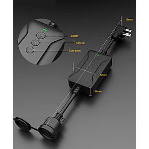 GHome Smart Outdoor Plug Dimmer, WiFi Outlet Timer Works with Alexa Google Assistant, IPX4 Weatherproof Plug-in Dimmer for Outdoor String Lights Decorations, No Hub Required, 2.4GHz WiFi Only