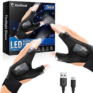 Father's Day Gifts from Daughter, LED Flashlight Gloves, Dad Gifts from Wife, Son, Birthday Gifts for Men, Him, Grandpa, Gifts for Dad Who Wants Nothing, Tools Camping Essentials Fishing Gifts for Men