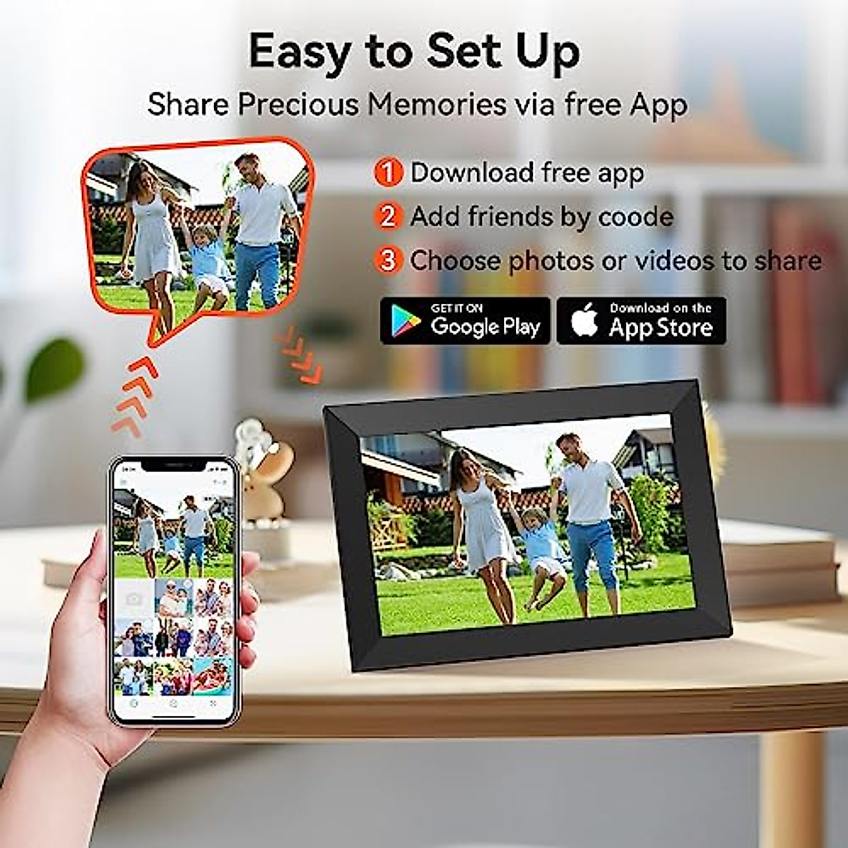 Apofial 2 Pack Digital Picture Frame 10.1 Inch WiFi Digital Photo Frame 1280 * 800 HD IPS Touch Screen Smart Cloud Photo Frame, Auto-Rotate, Share Photos and Videos Instantly via Email or App