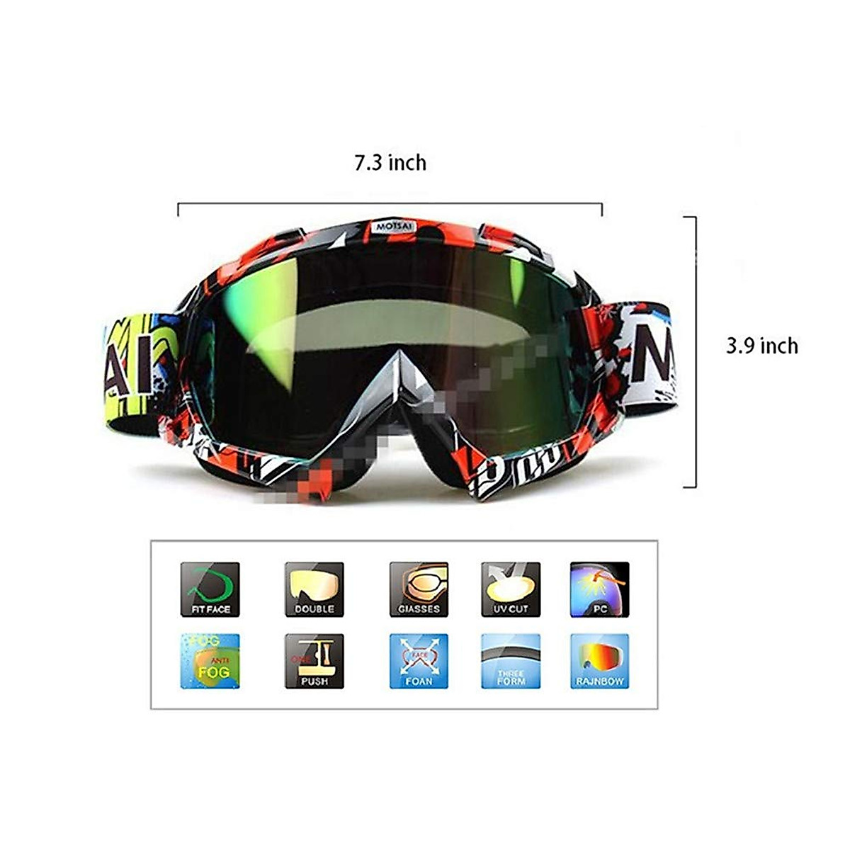 Runspeed Motorcycle Goggles, Ski Snowboard with UV Protection Anti-Fog Dual-Lens Helmet Compatible for Men Women Wnter Sports Snow Skiing Snowboarding Tactical Shooting (Pink, Clear)