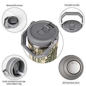 YTLKGFP 30 Oz Large Capacity Car Cup Light Green And Beige Tumbler with Handle Straw Lid Insulated Stainless Steel Water Bottle Travel Mug Leak-proof Car Cup Keeps Cold Or Hot