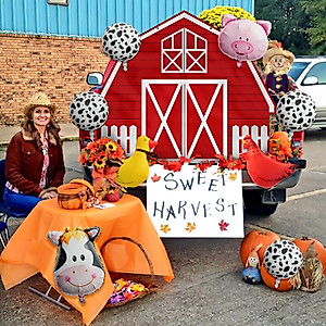 Haooryx 14pcs Farm Theme Trunk Or Treat Decoration Banner Balloon For Cars, Suvs, Red Farmhouse Car Trunk Banner Animal Ballon Halloween Trunk Or Treat Car Banner Balloon Arch Home Party Supply