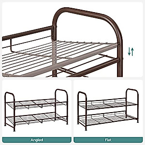 SONGMICS 4-Tier Shoe Rack and 2-Tier Shoe Rack Bundle, Stackable Shoe Rack, Tilting Adjustable Shoe Organizer, for High Heels, Trainers, Entryway, Closets, Bronze ULMR067A01 and ULMR065A01