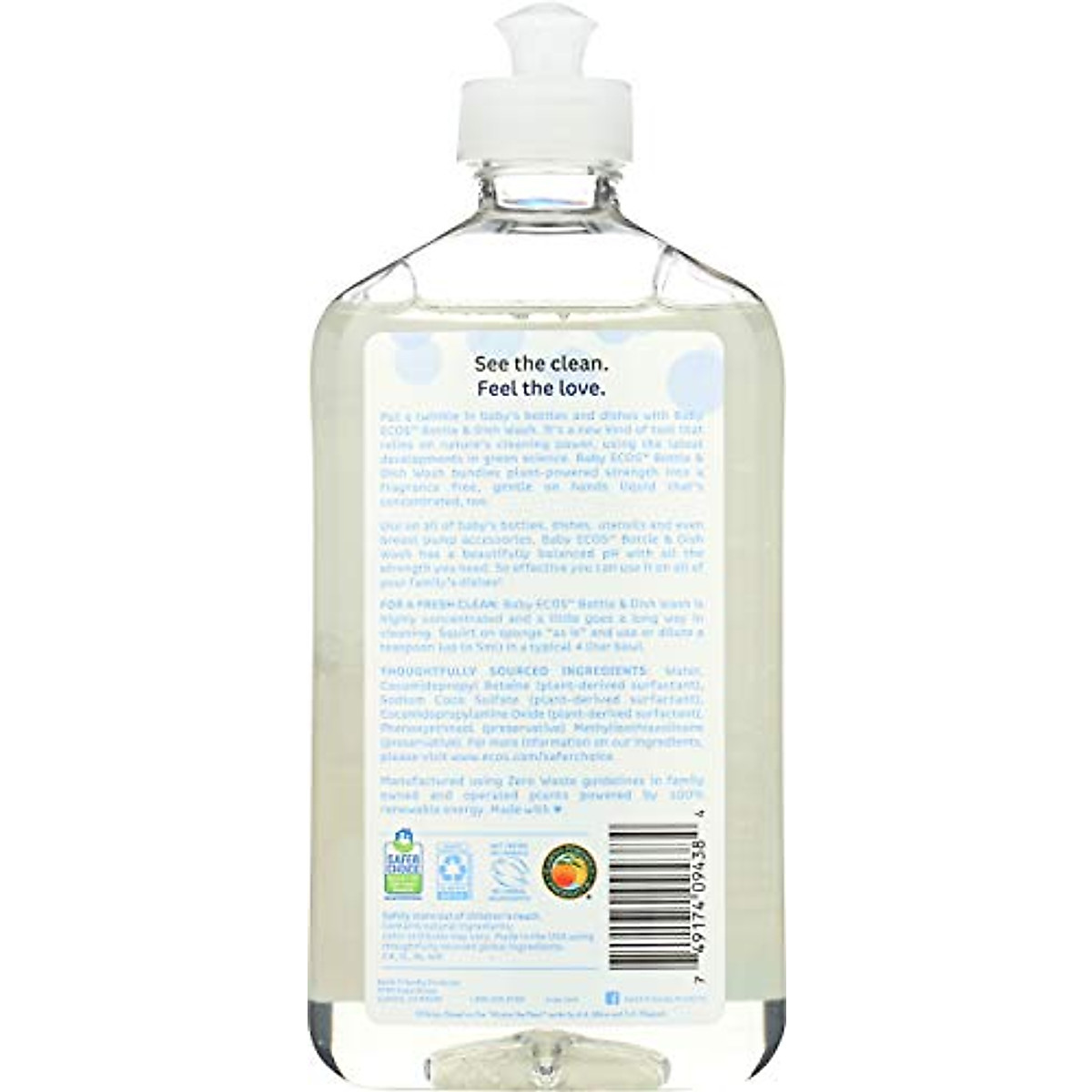 Earth Friendly Products Baby Ecos Bottle and Dish Wash, Free and Clear, Disney, 17 Fl Oz