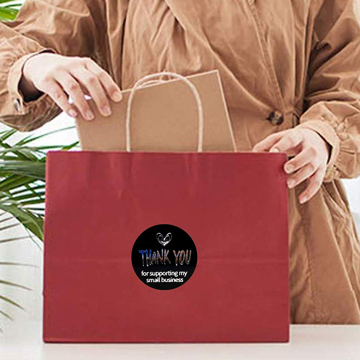 LIANXUE 500pcs Thank You for Supporting My Small Business Stickers Bronzing Seal Label for Wedding Gift Baking Package Envelope Stationery Sticker