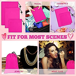 WILLBOND 6 Pieces Toy Storage Adult Bags Foldable Toy Storage Adult Bags Multi Purpose Toys Storage 3 Sizes Adjustable Ditty Bag Microfiber Pouch for Game Toy Home Storage Travel, Hot Pink