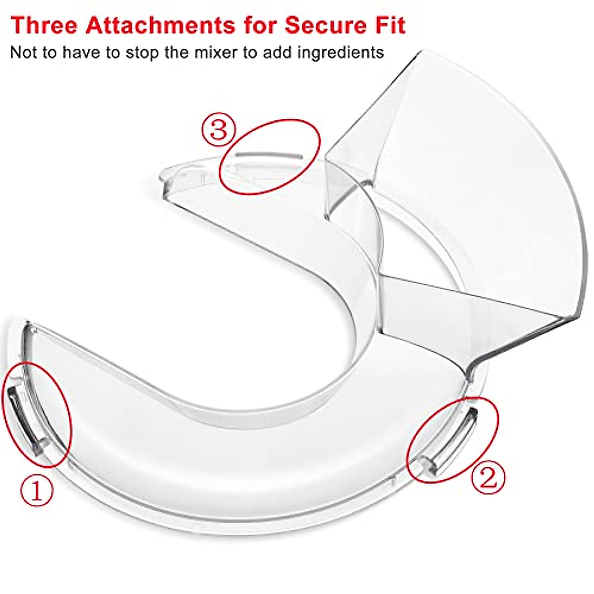 FIRJOY Pouring Shield for KitchenAid 4.5 and 5 Quart Stainless Steel Bowls ONLY - Secure Fit Splash Guard Accessory for KitchenAid Tilt-Head Stand Mixers (Clear)