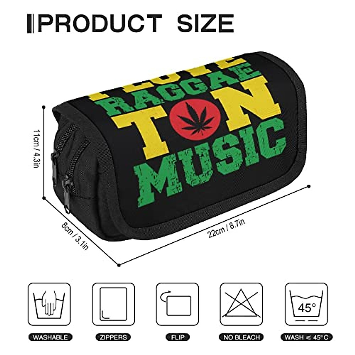 I Love Raggaeton Music Large Capacity Pencil Case Multi-Slot Pencil Bag Portable Pen Storage Pouch with Zipper