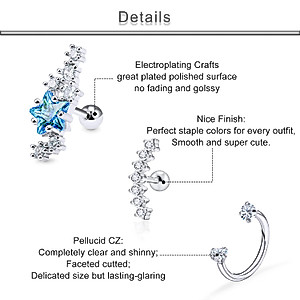 Yaalozei 16G Cartilage Helix Tragus Earrings Piercing Jewelry for Women Surgical Stainless Steel Hypoallergenic Flat Back Rook Daith Conch Ear Earrings Studs Hoop Piercings Jewelry set Men Silver 8mm