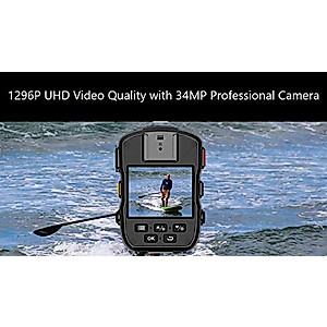 PatrolMaster 1296P UHD Body Camera with Audio (Build-in 128GB), 2 Inch Display, Night Vision, Waterproof, Shockproof, Body Worn Camera with Compact Design, Police Camera
