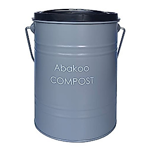 Abakoo Stainless Steel Compost Bin - Premium Grade 304 Stainless Steel Kitchen Composter - Includes 4 Charcoal Filter, Indoor Countertop Kitchen Recycling Bin Pail (1.0 Gallon (Gray))