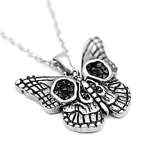 Controse Butterfly Skull Necklace with Pendant (16" - 18" adjustable chain)